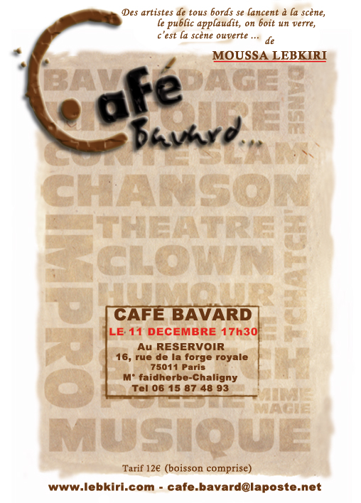 Le Café Bavard de Moussa Lebkiri au Réservoir | Agenda | SaphirNews.com ...
